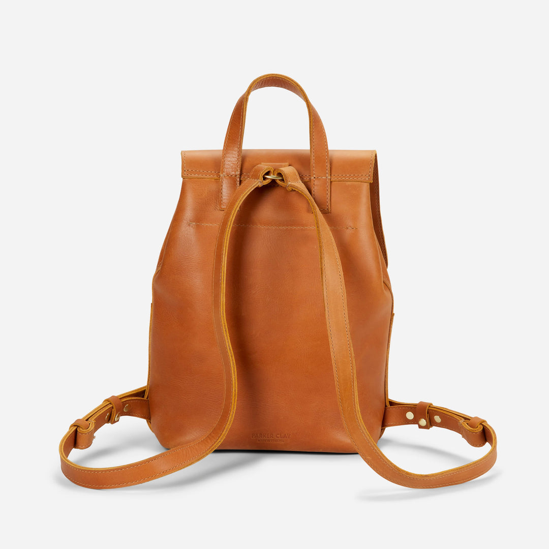 Abby Leather Drawstring Backpack - Rust Brown – Parker Clay
