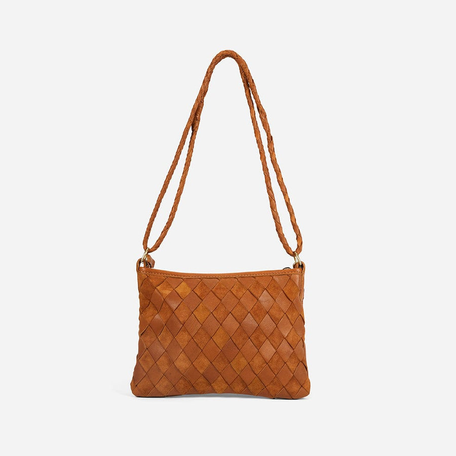 Maraki Woven Leather & Suede Crossbody - Rust Brown Suede – Parker Clay