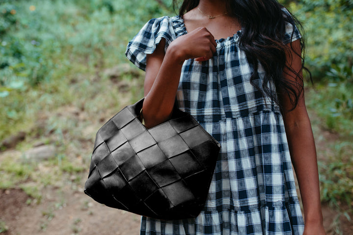 Acacia Leather Woven Handbag – Parker Clay